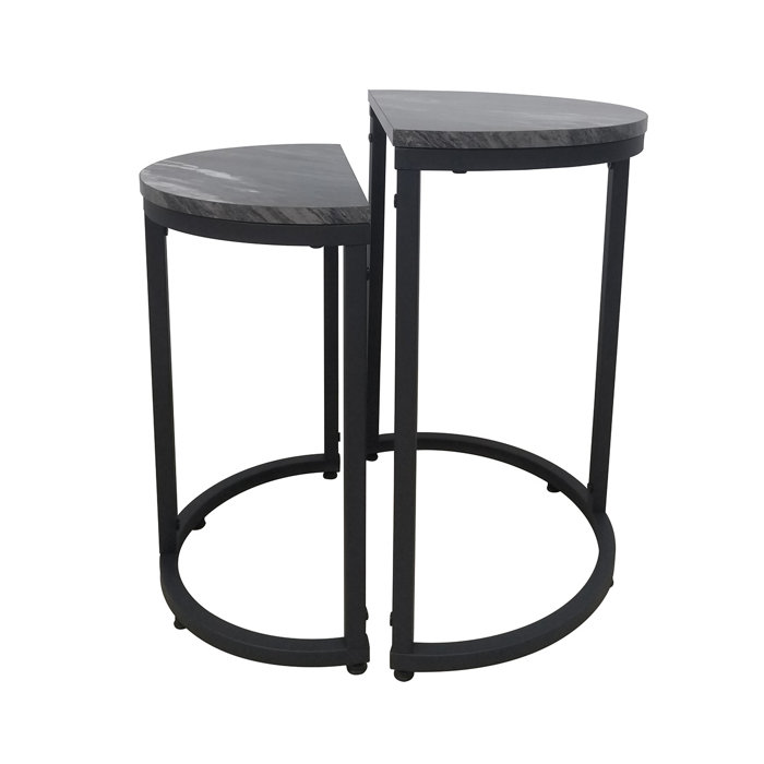 Metro Lane Arunveer 55cm Nesting Side Table for Living Room, MDF Top Half Moon Nest of End Table ...